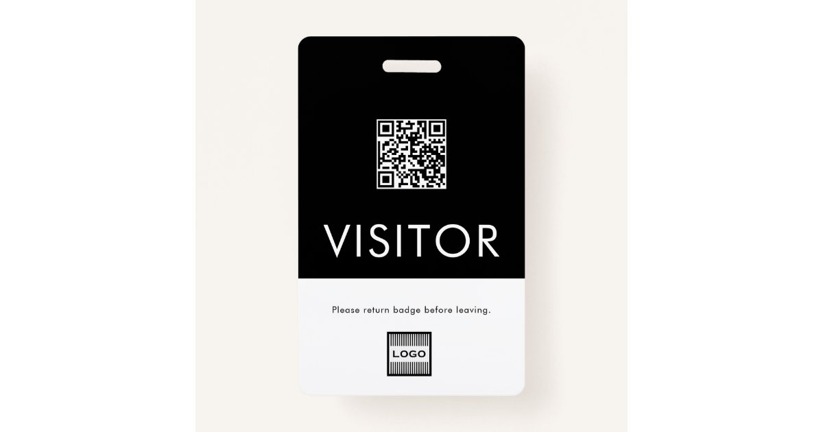 Custom Company Logo QR Code Visitor Badge ID Badge | Zazzle