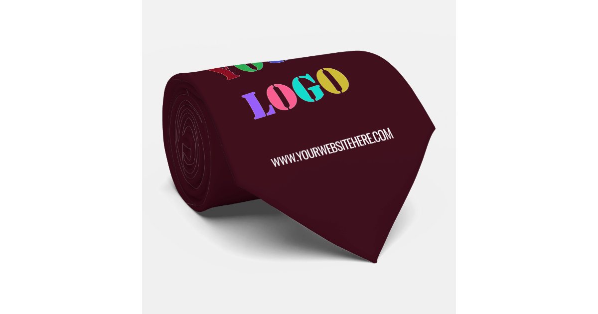 Custom Company Logo Text and QR Code Business Tie | Zazzle