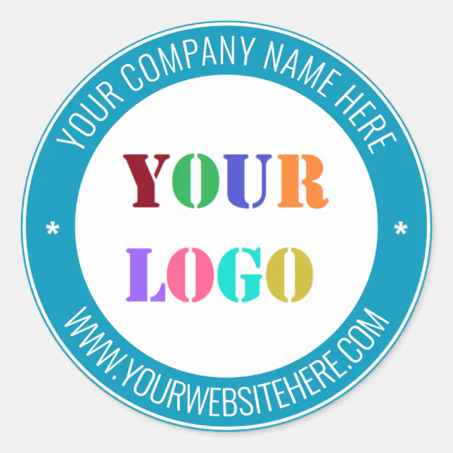 Custom Company Logo Text Round Sticker Your Colour | Zazzle