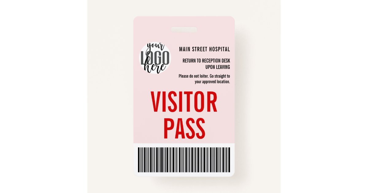 Custom Company Visitor Pass Barcode Logo ID ID Badge | Zazzle