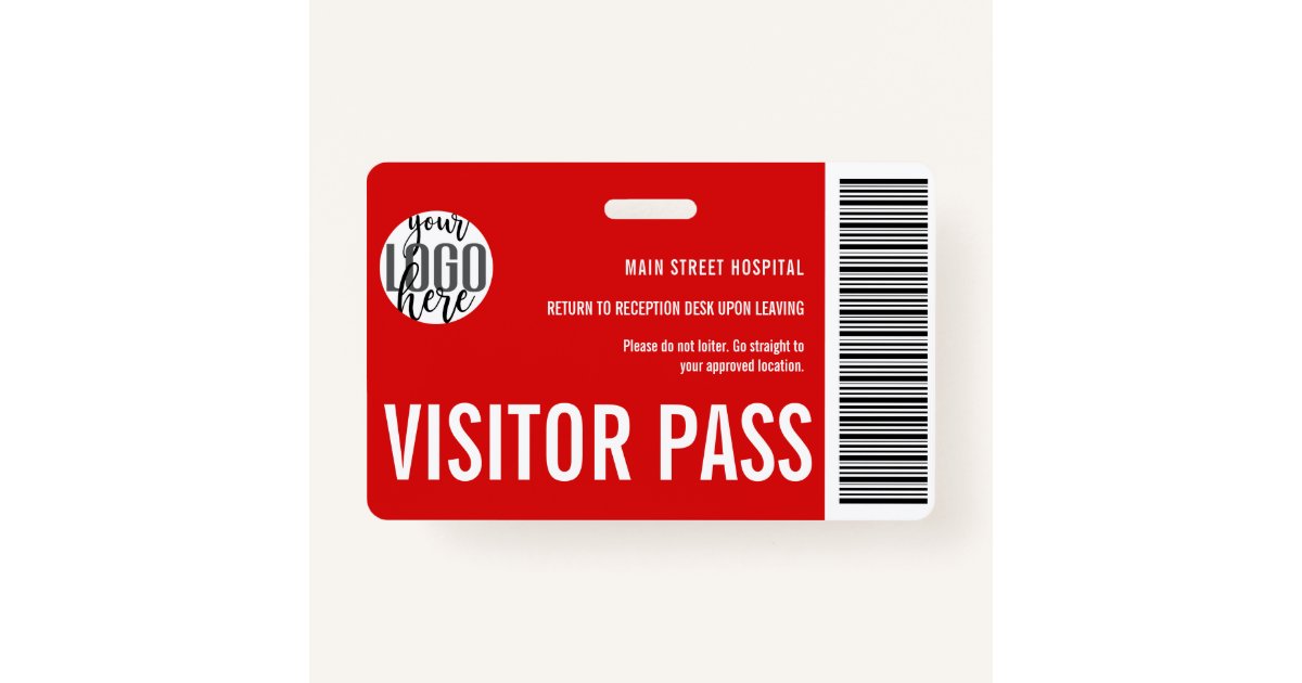 Custom Company Visitor Pass Barcode Logo ID ID Badge | Zazzle