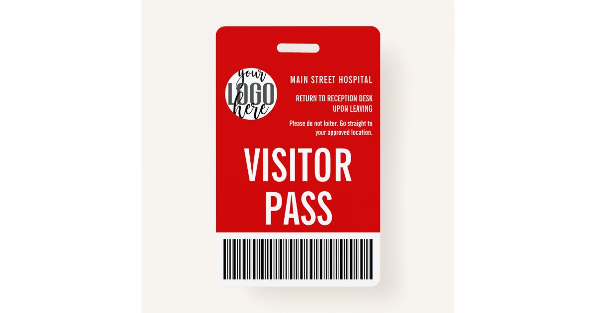 Custom Company Visitor Pass Barcode Logo ID ID Badge | Zazzle