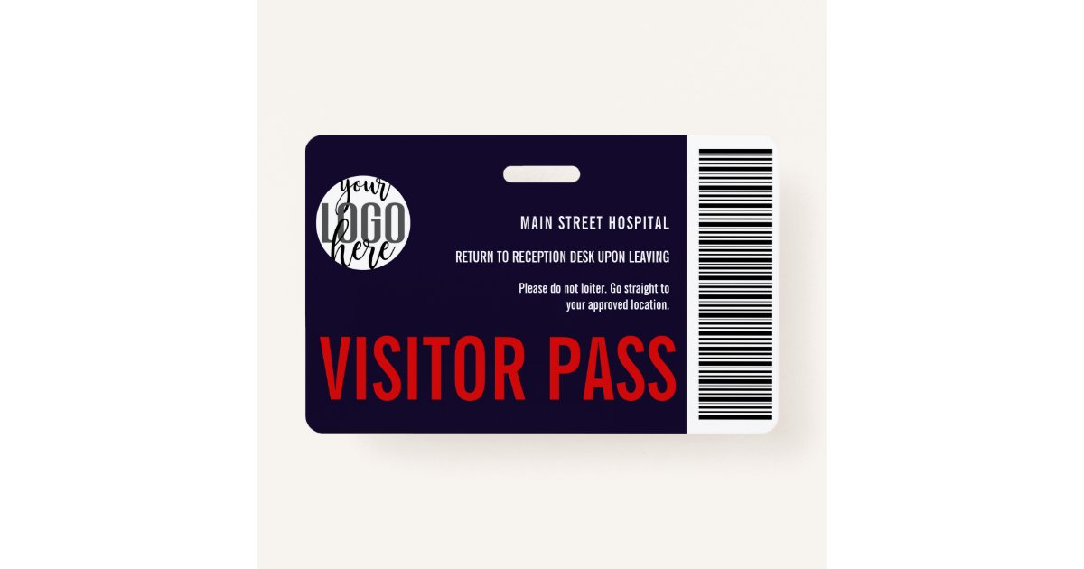 Custom Company Visitor Pass Barcode Logo ID ID Badge | Zazzle