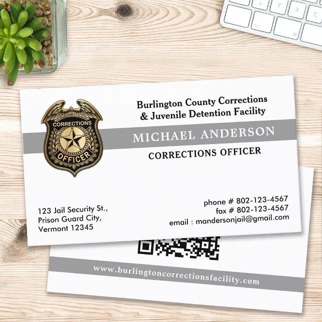 Custom Correctional Officer Prison Guard QR Code Business Card | Zazzle