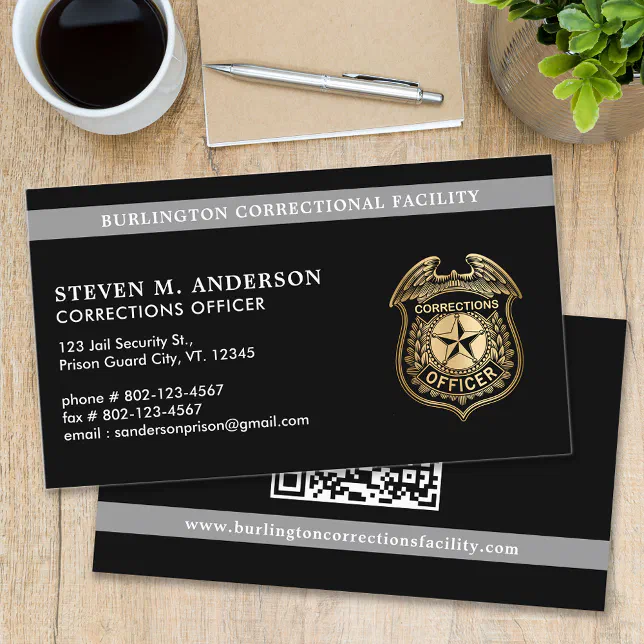 Custom Corrections Officer Law Enforcement QR Code Business Card | Zazzle
