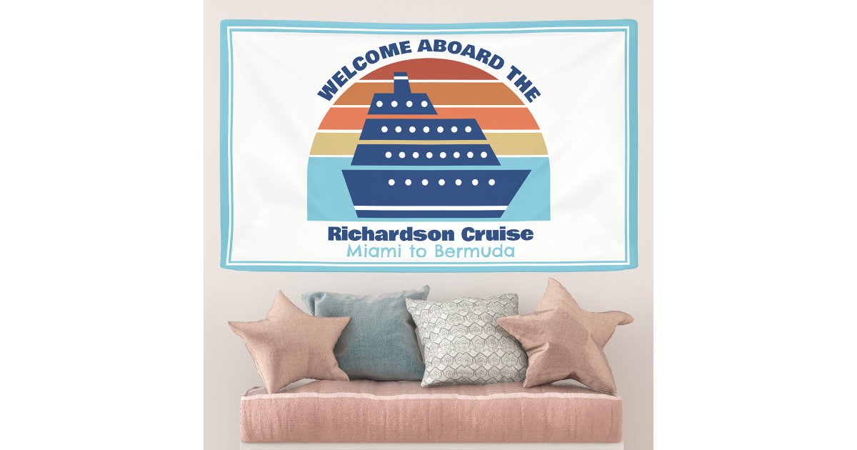 Custom Cruise Ship Sunset Blue Welcome Aboard Banner | Zazzle