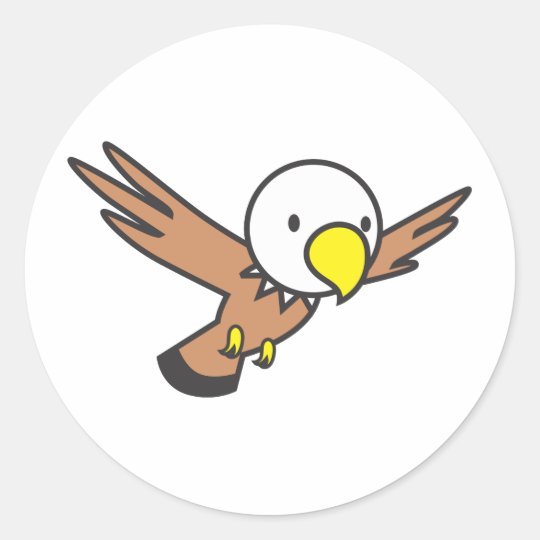 Custom Cute Eagle Cartoon Logo Classic Round Sticker | Zazzle.co.uk