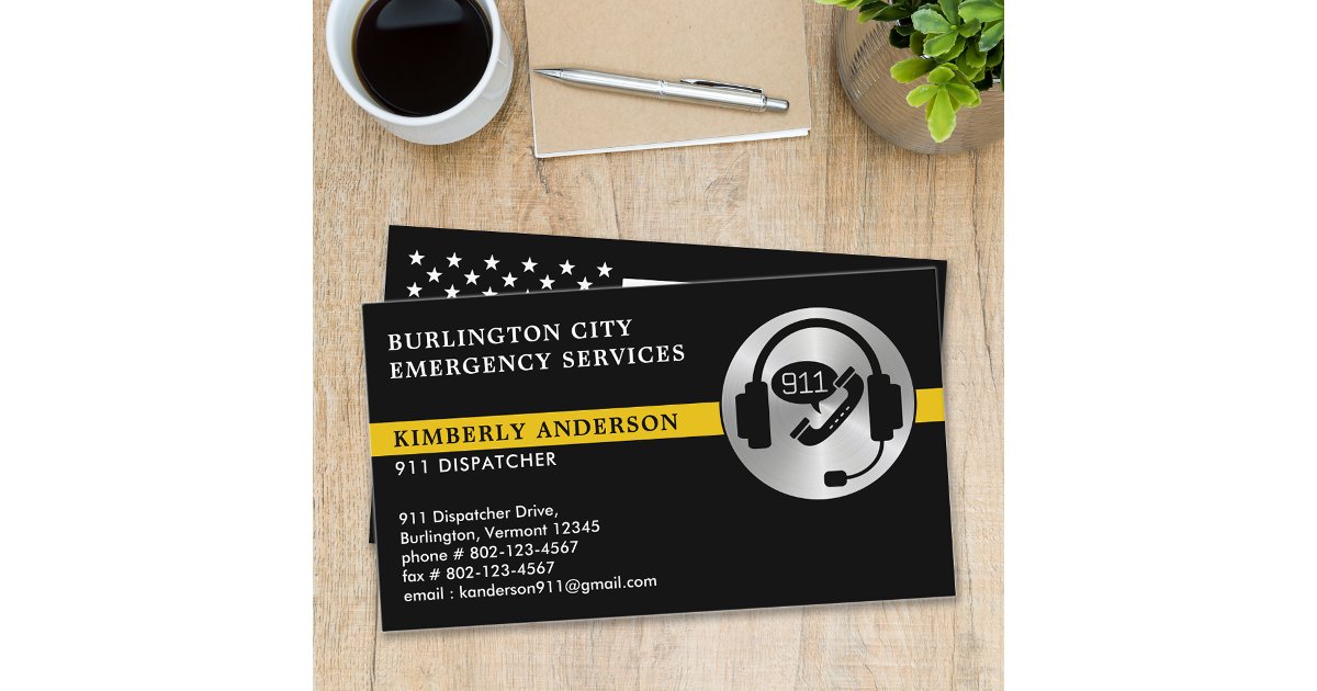 Custom Dispatcher 911 Logo Emergency Services Business Card | Zazzle