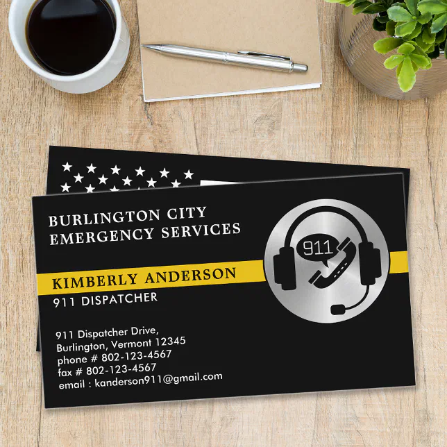 Custom Dispatcher 911 Logo Emergency Services Business Card | Zazzle