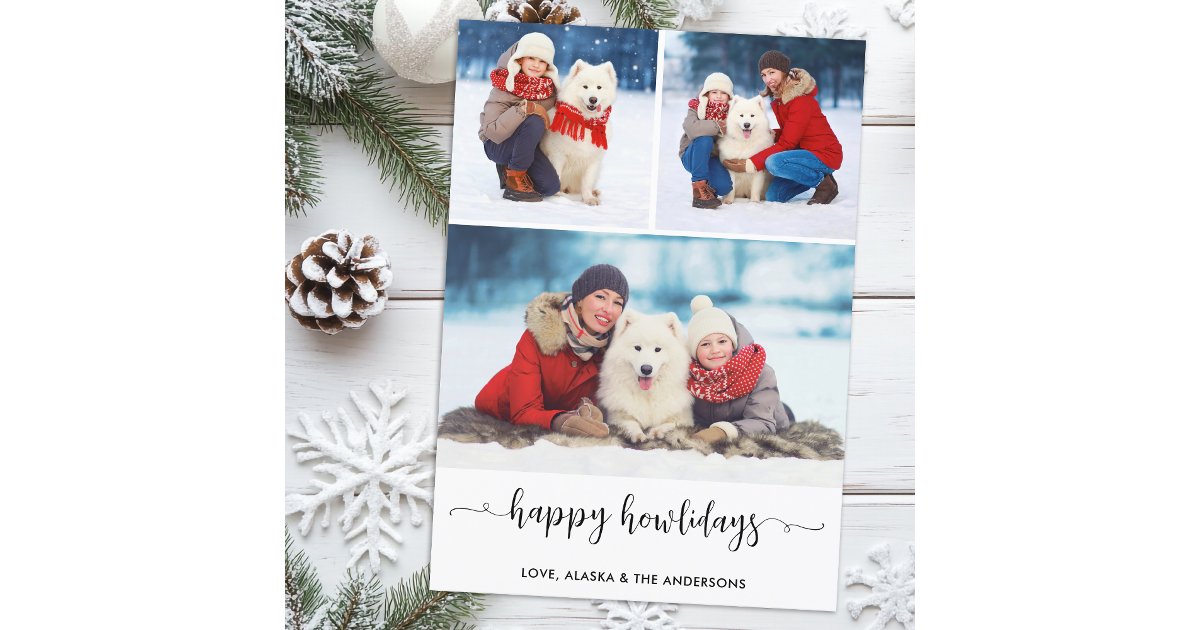 Custom Dog Photo Collage Christmas Happy Howlidays Holiday Card | Zazzle