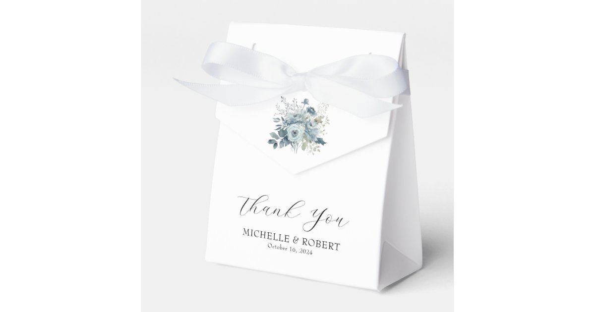 Custom Elegant Blue Floral Wedding Favour Box | Zazzle