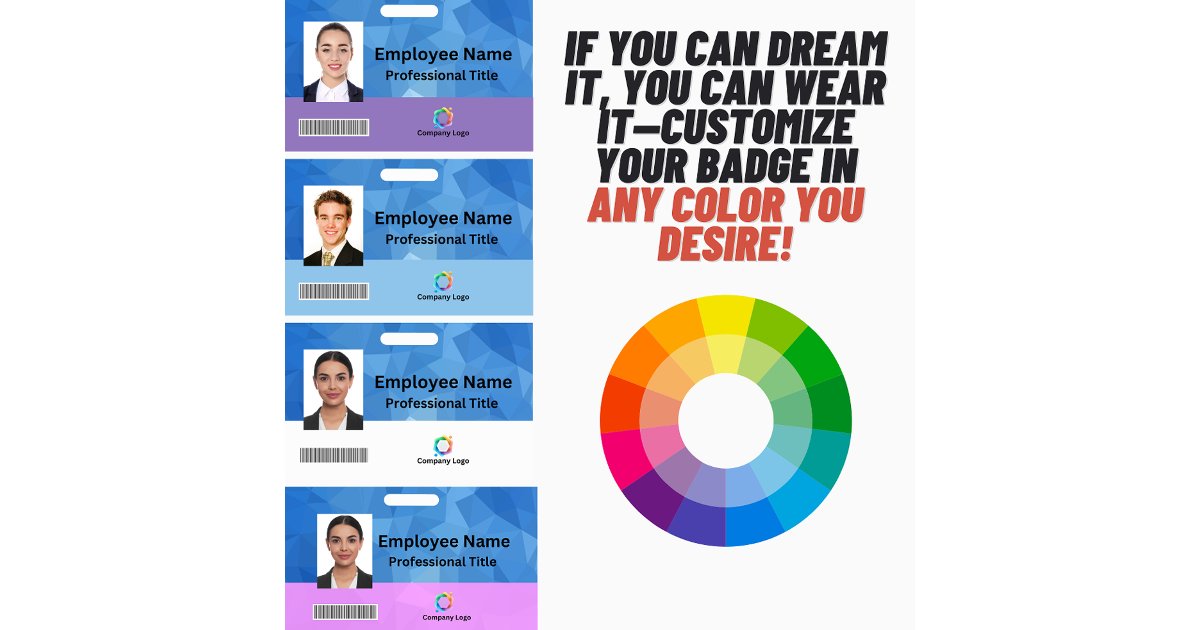 Custom Employee Badge with Photo, Barcode, Logo, ID Badge | Zazzle