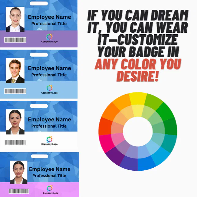 Custom Employee Badge with Photo, Barcode, Logo, ID Badge | Zazzle