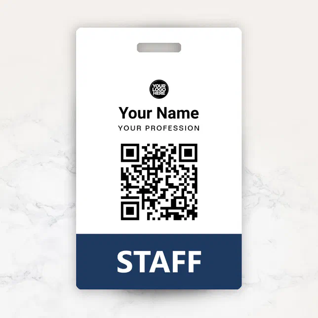 Custom Employee Name Business Logo Qr Code ID Badge | Zazzle