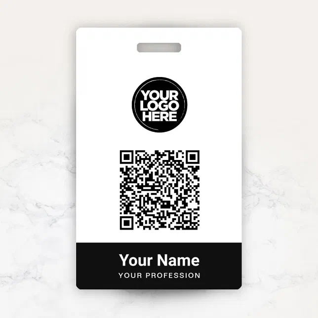 Custom Employee Name Business Logo Qr Code ID Badge | Zazzle