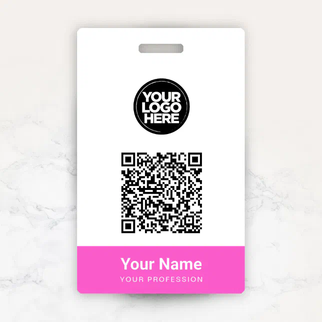 Custom Employee Name Business Logo Qr Code ID Badge | Zazzle