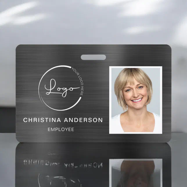 Custom Employee Name Logo Photo Corporate Work ID Badge | Zazzle