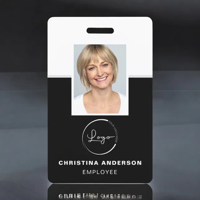 Custom Employee Name Logo Photo Corporate Work ID Badge | Zazzle