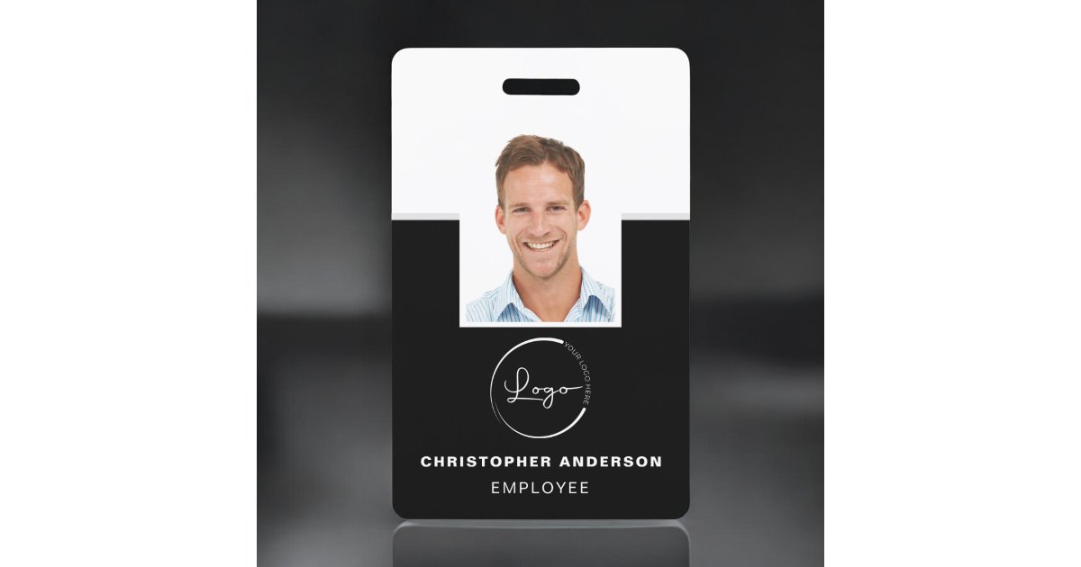 Custom Employee Name Logo Photo Corporate Work ID Badge | Zazzle