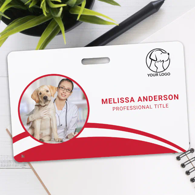 Custom Employee Photo Bar Code Logo Name Business ID Badge | Zazzle