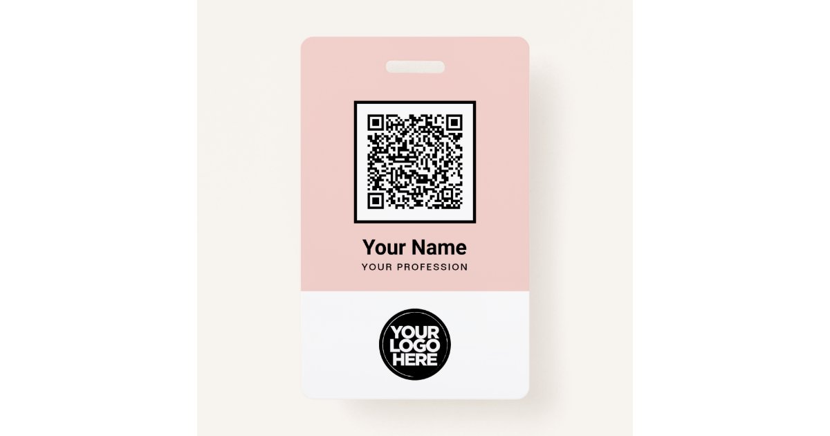 Custom Employee Qr Code Bar Code Logo Name Badge ID Badge | Zazzle