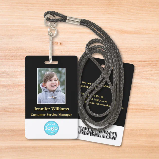 Custom Employee Staff Photo Name Barcode Logo ID ID Badge | Zazzle