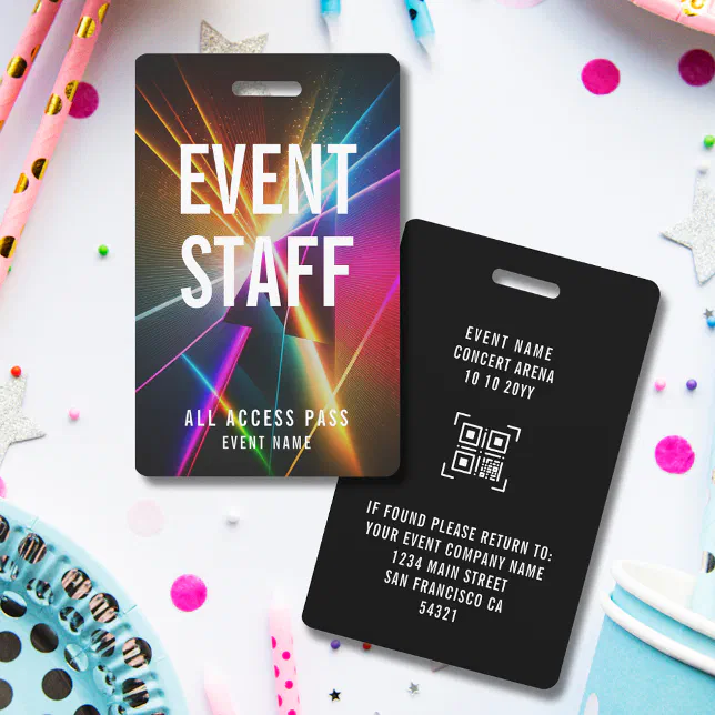 Custom Event Staff All Access Pass QR Code ID Badge | Zazzle