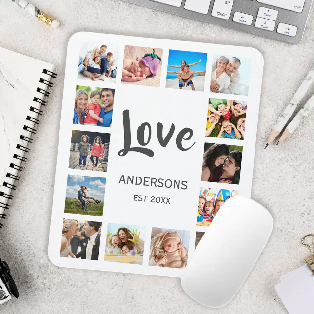 Custom Family Photo Collage Personalized White Mouse Mat | Zazzle