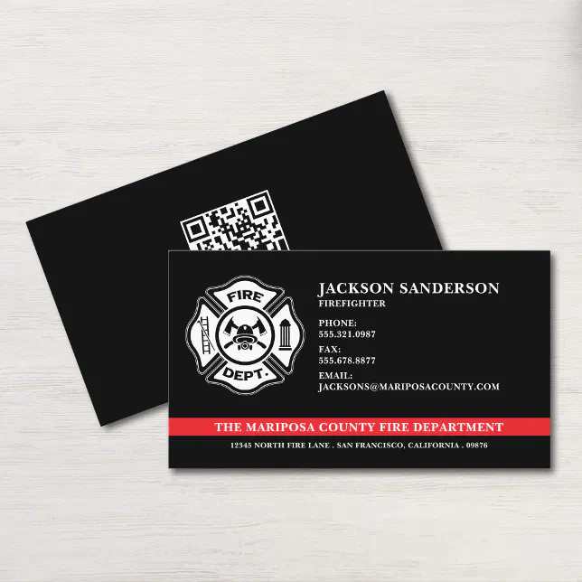 Custom Fire Department Firefighter QR Code Business Card | Zazzle