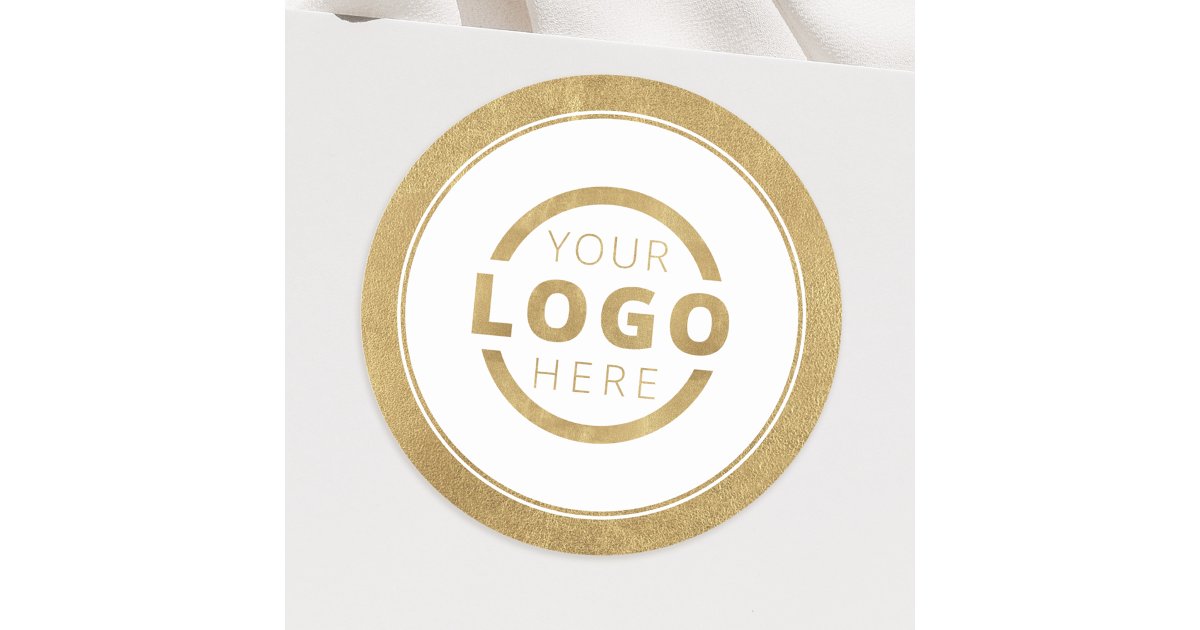 Custom Gold Promotional Business Logo Branded Classic Round Sticker ...