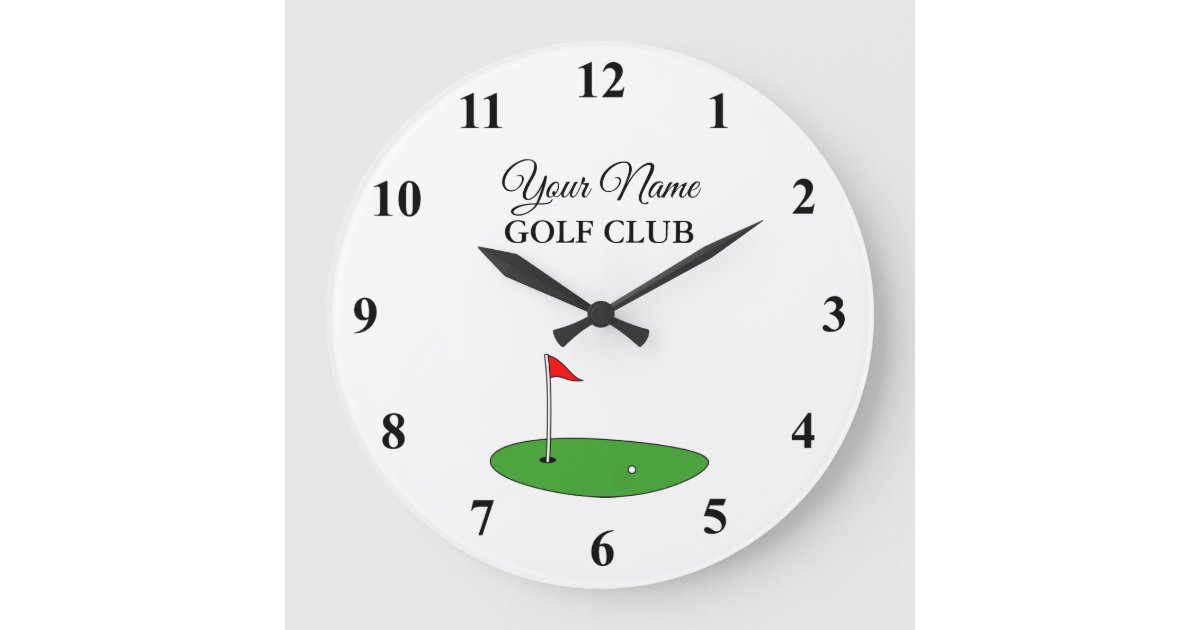 Custom golf club house wall clock for golfing | Zazzle