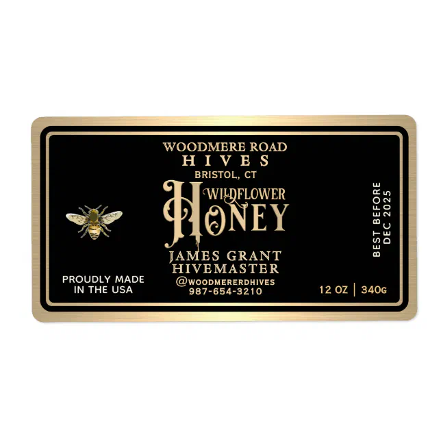 Custom Honey Hex Jar label for 12oz hex jars | Zazzle