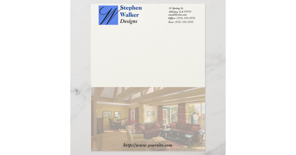Custom Interior Design Stationary Letterhead Template | Zazzle