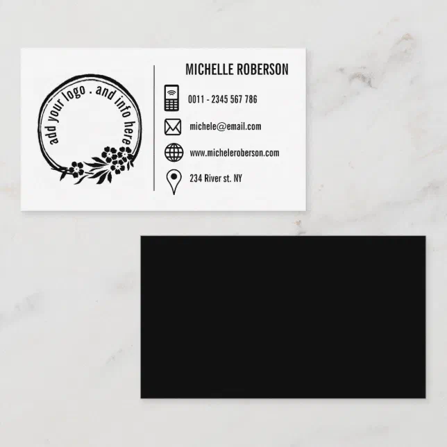 Custom logo and basic info business card | Zazzle