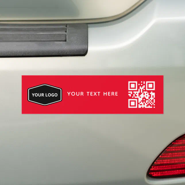 Custom Logo and Business QR Code Promotional Red Bumper Sticker | Zazzle