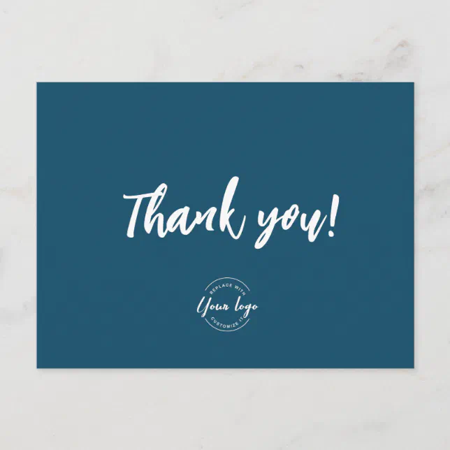 Custom Logo Blue white Customer appreciation Postcard | Zazzle
