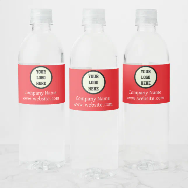 Custom Logo Company Red Business Corporate Water Bottle Label | Zazzle