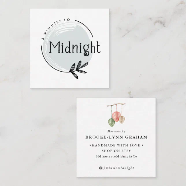 Custom Logo Design | Brooke Macrame Square Business Card | Zazzle
