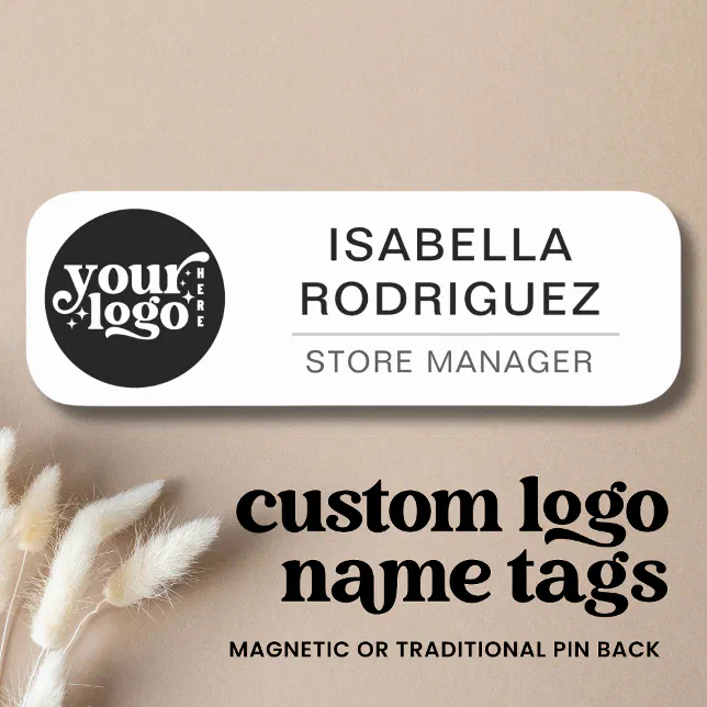 Custom Logo Employee Magnetic Or Safety Pin Name Tag | Zazzle