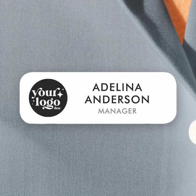 Custom Logo Modern Simple Clean Employee Name Tag | Zazzle