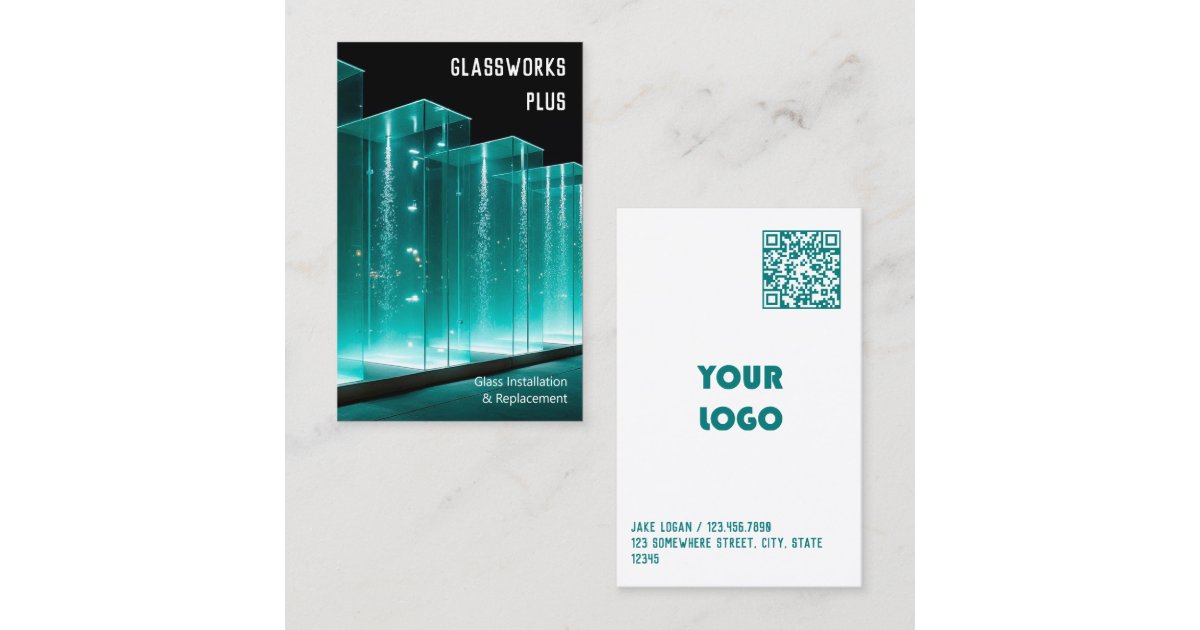 Custom Logo & QR Glass Company Business Card | Zazzle