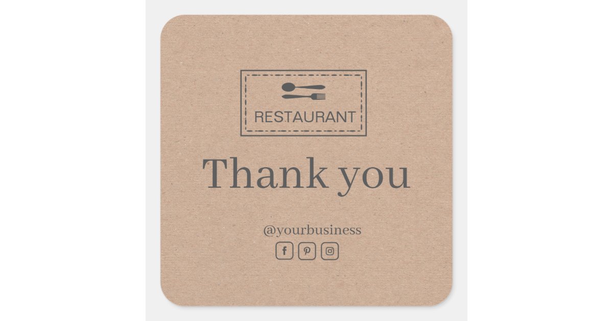 Custom logo restaurant | Thank you sticker | Zazzle