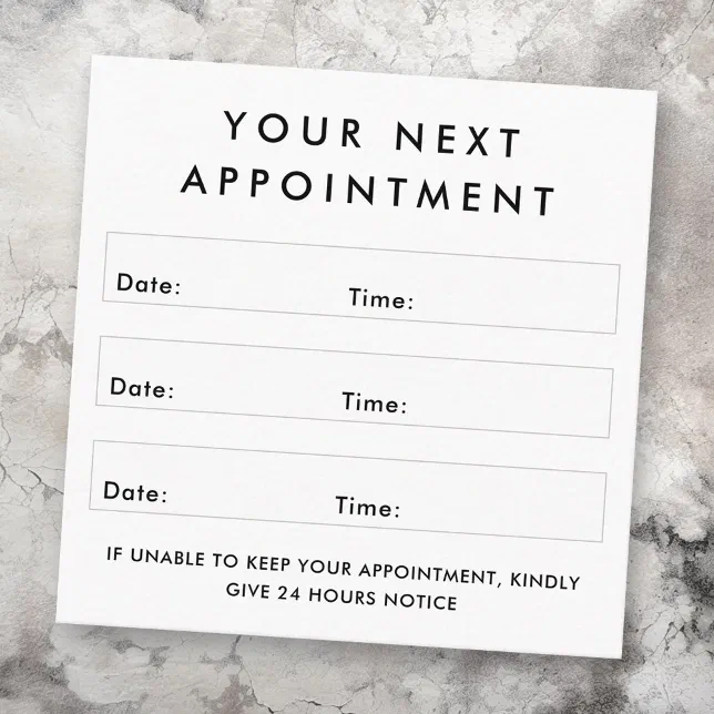 Custom logo square white appointment card | Zazzle