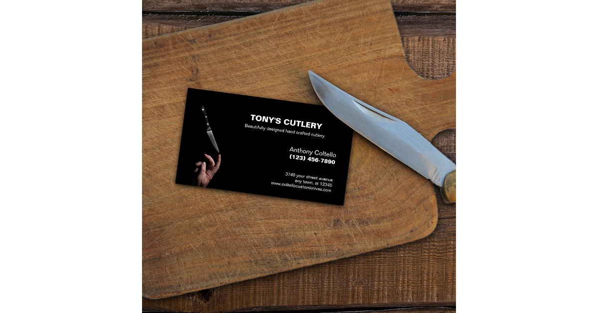 Custom Made Cutlery and Knives Business Card | Zazzle