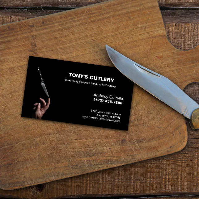 Custom Made Cutlery and Knives Business Card | Zazzle