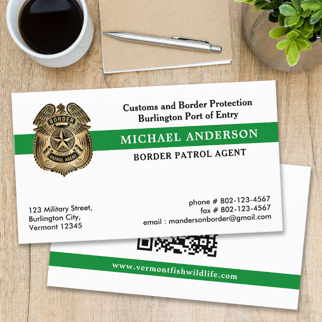 Custom Military Police Federal US Border QR Code Business Card | Zazzle