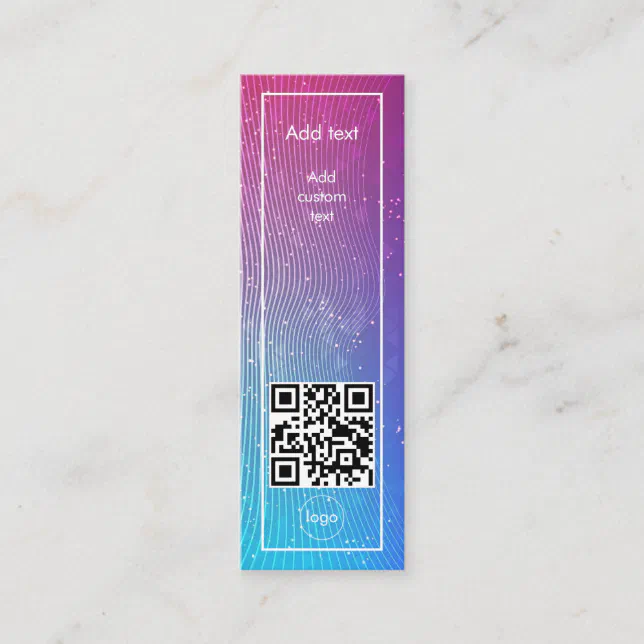 custom modern graphic qr code business bookmark mini business card | Zazzle