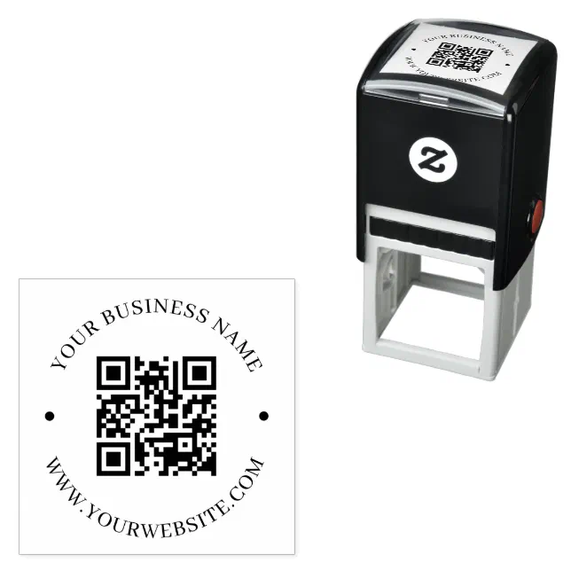 Custom Modern Round Business QR Code Promotional Self-inking Stamp | Zazzle