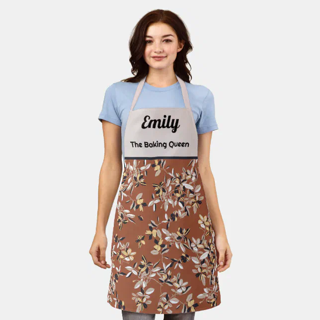 Custom modern stylised floral pattern apron | Zazzle