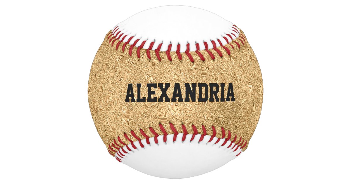 Custom Name Gold Glitter Sparkle Foil Softball | Zazzle